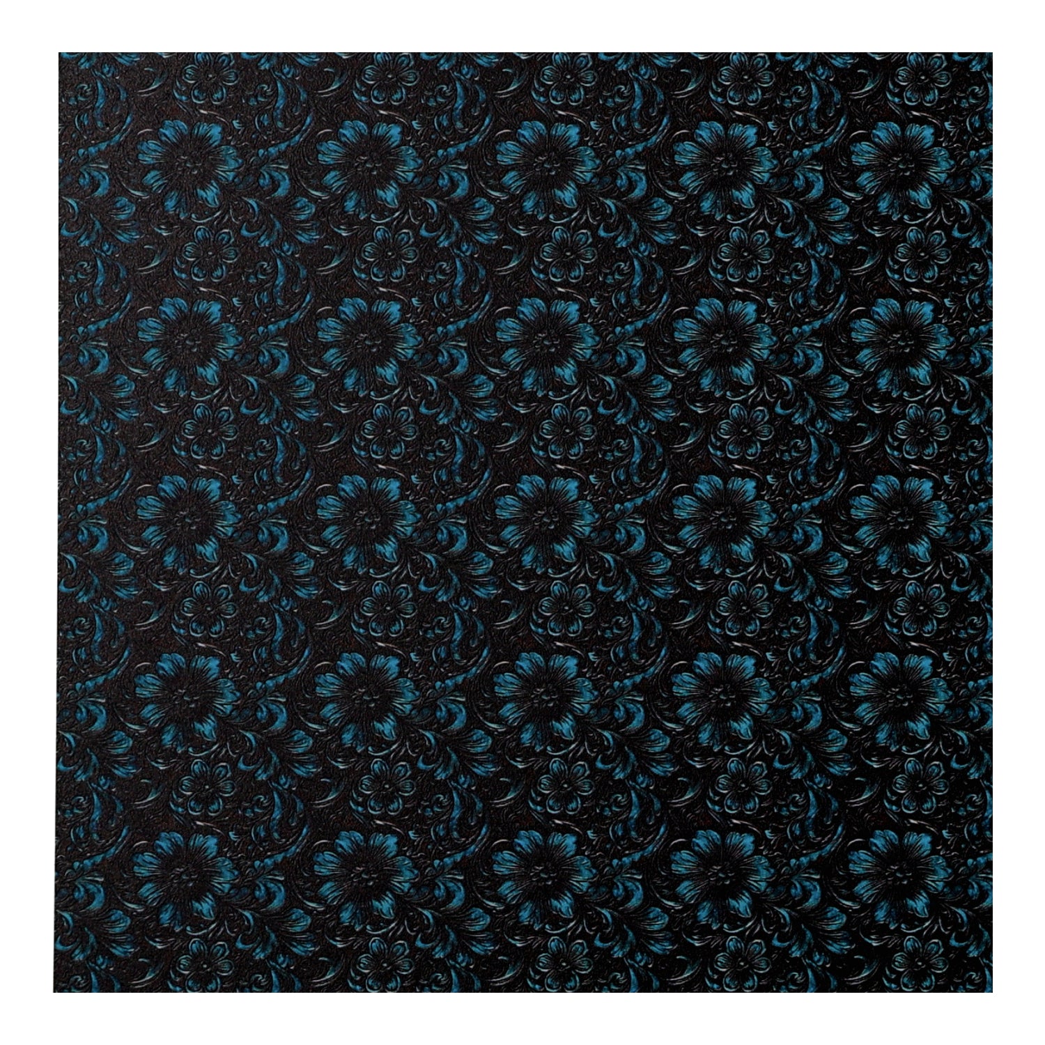 PatternPly® Full Coverage Black Leather Turquoise Accent Floral Micro ...